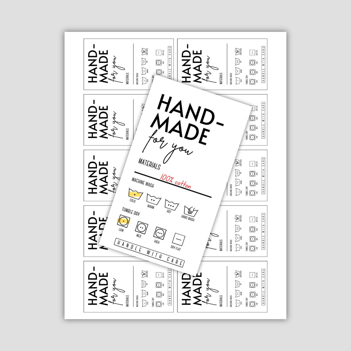 Printable Care Instructions Tag for Handmade Items, Market Prep Tools - Etsy