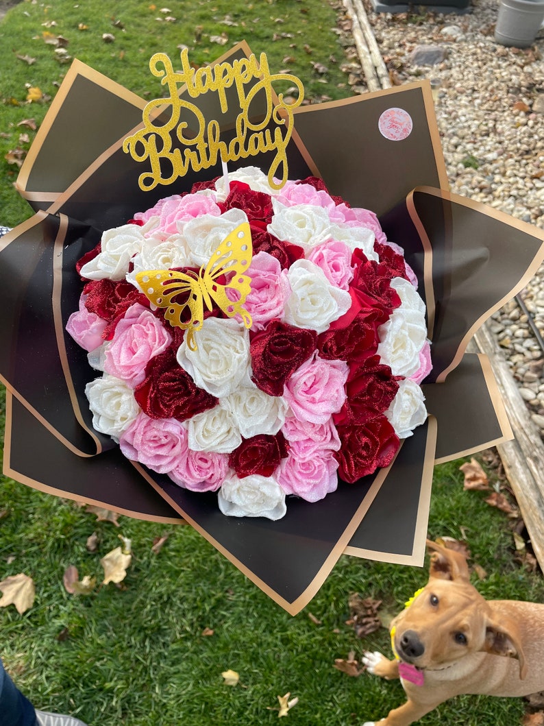 Eternal Ribbon Rose Bouquet - Etsy