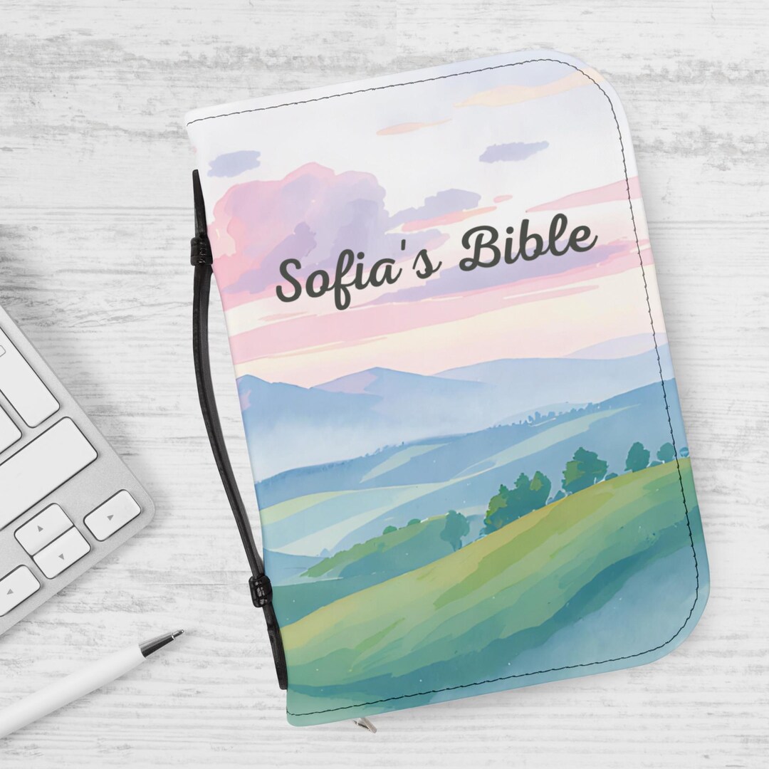 Personalized Bible Case With Name and Scripture, Book Cover, Watercolor ...