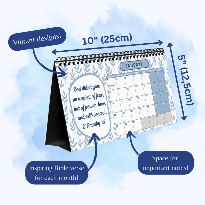 2025 Bible Verse Calendar, Christian Scripture Calendar, Monthly Flip ...