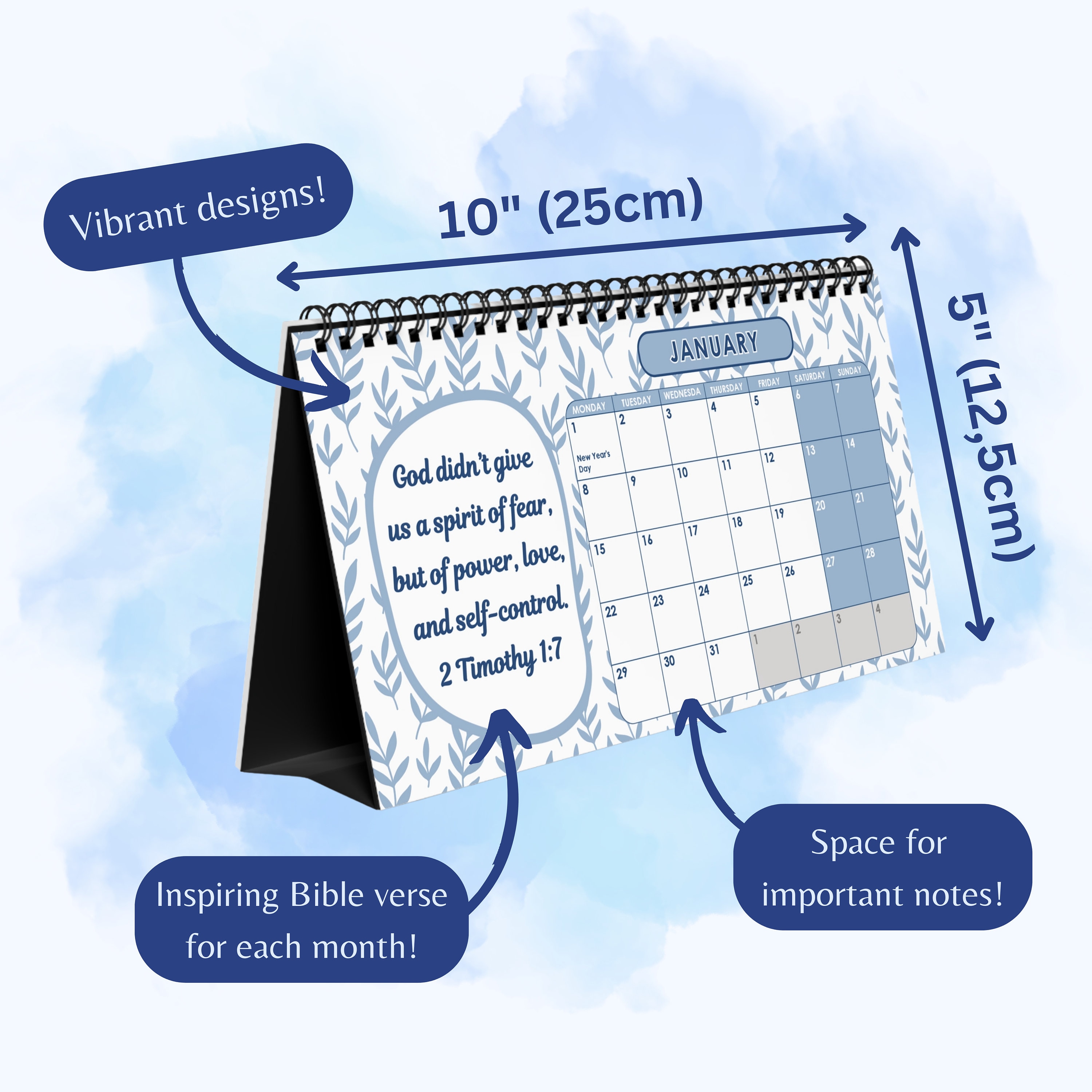 2025 Bible Verse Calendar, Christian Scripture Calendar, Monthly Flip ...