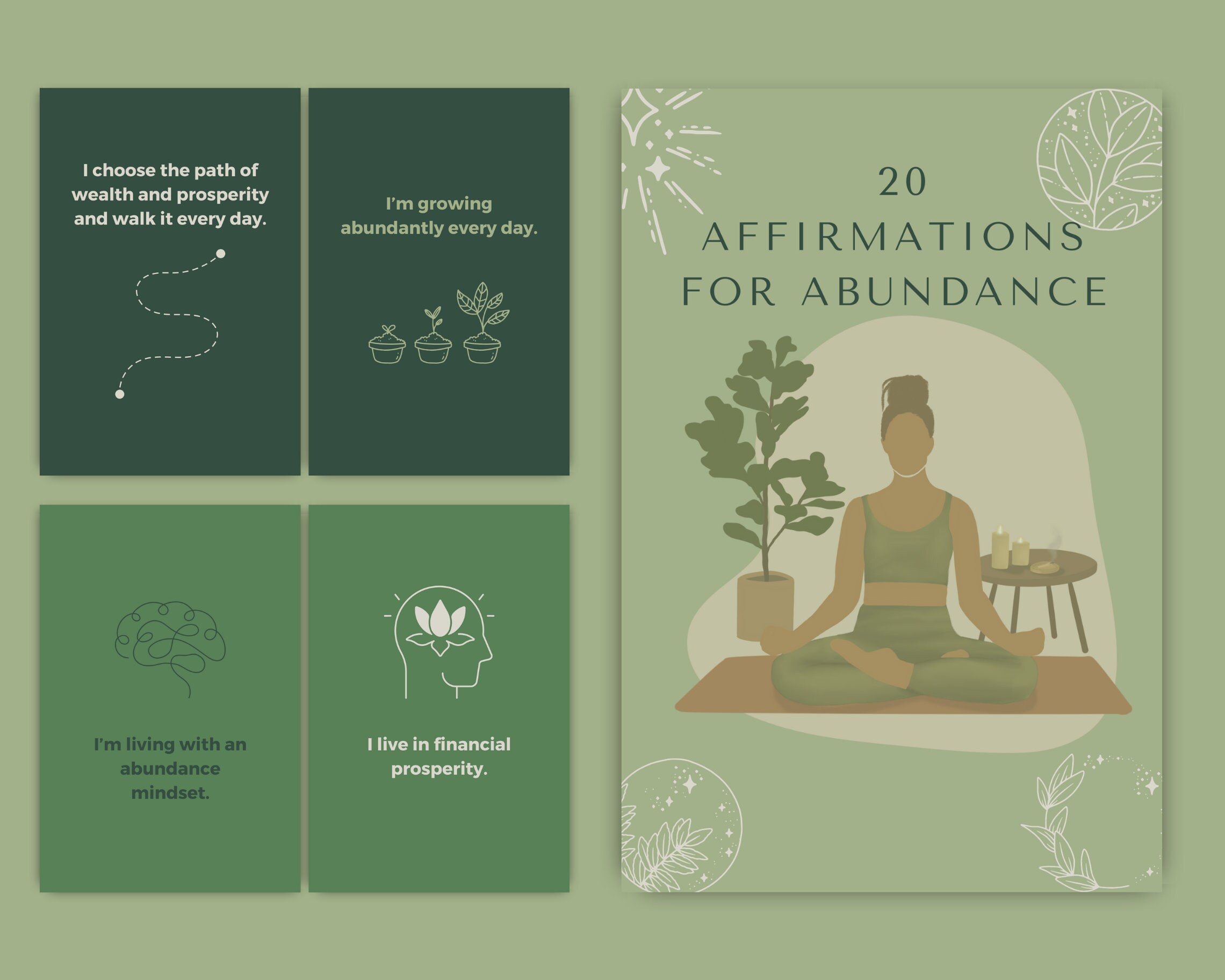 20 Editable Affirmation Cards for Abundance | Mindfulness | Canva ...