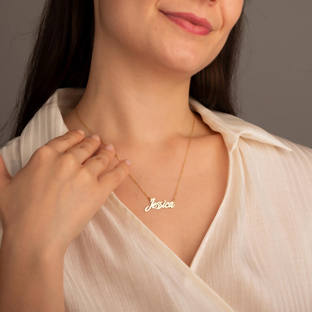 Personalized 14K Gold Name Pendant, Custom Handmade Necklace, Elegant ...