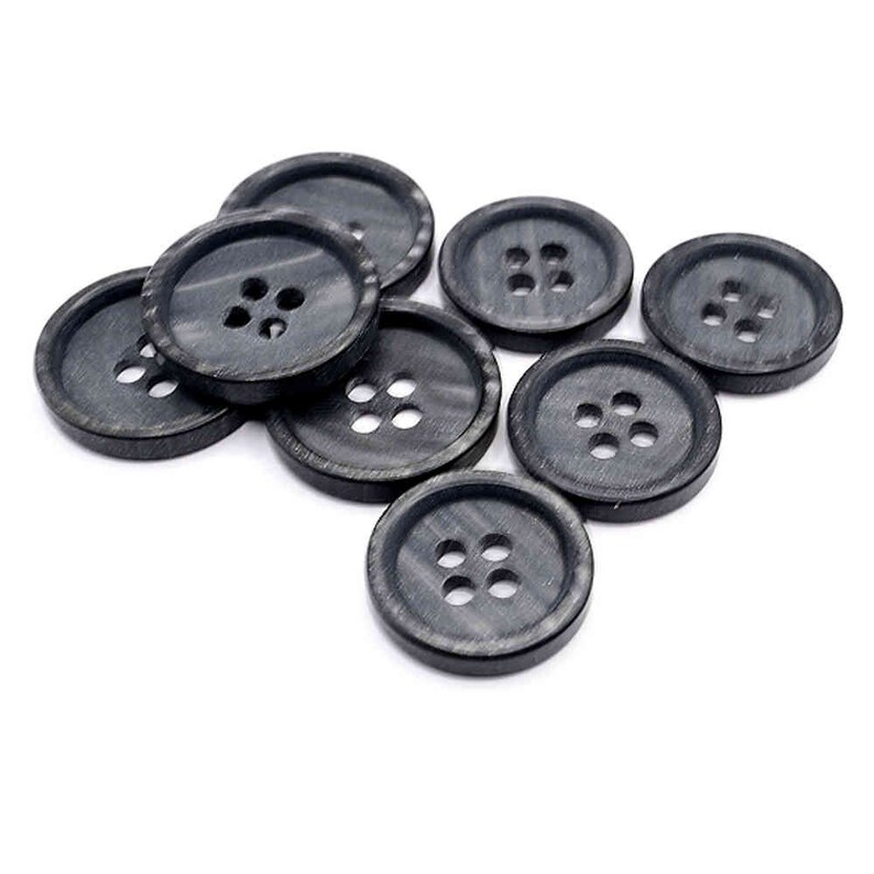 Grey Deep Rim 4 Hole Buttons Sizes 15mm 18mm 23mm 25.5mm 28mm and 32mm ...