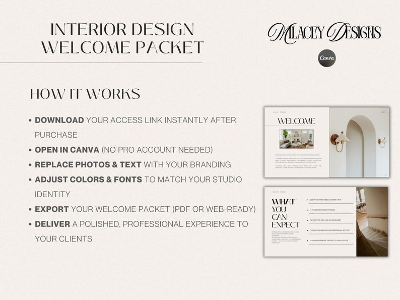 Interior Design Welcome Packet Template | Canva Editable - Etsy