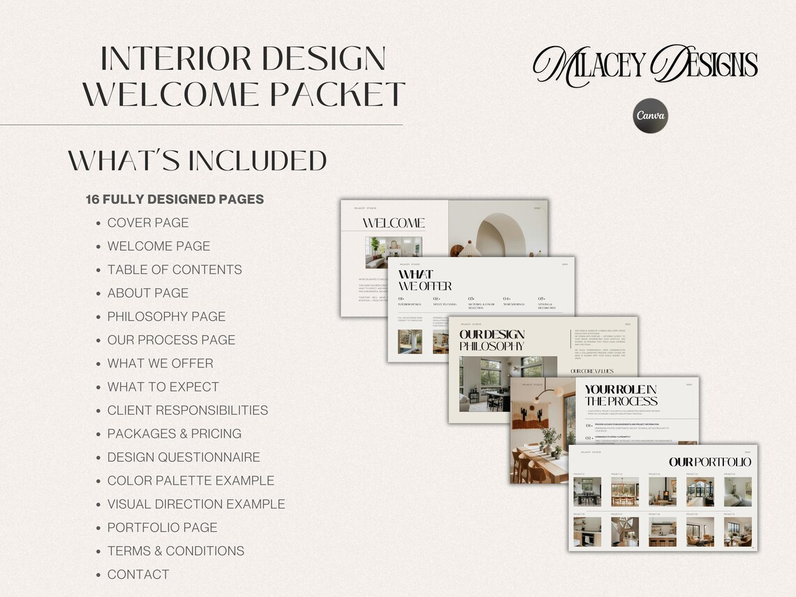 Interior Design Welcome Packet Template | Canva Editable - Etsy