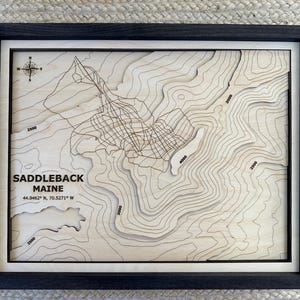 Saddleback Maine 3D Wooden Topographic Map With Ski Runs - Etsy