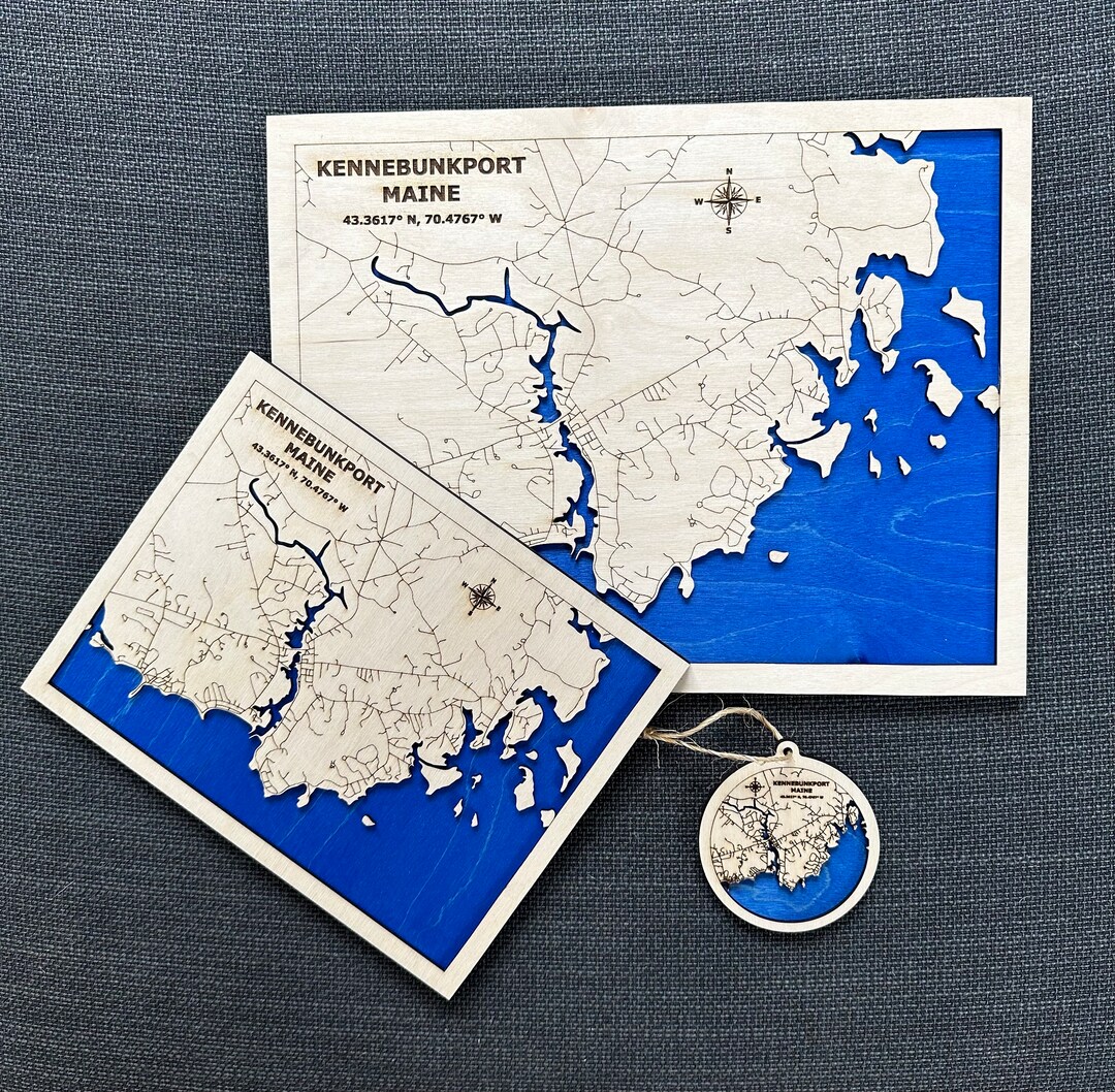Kennebunkport Maine 3D Wood Map With Street Level Details - Etsy