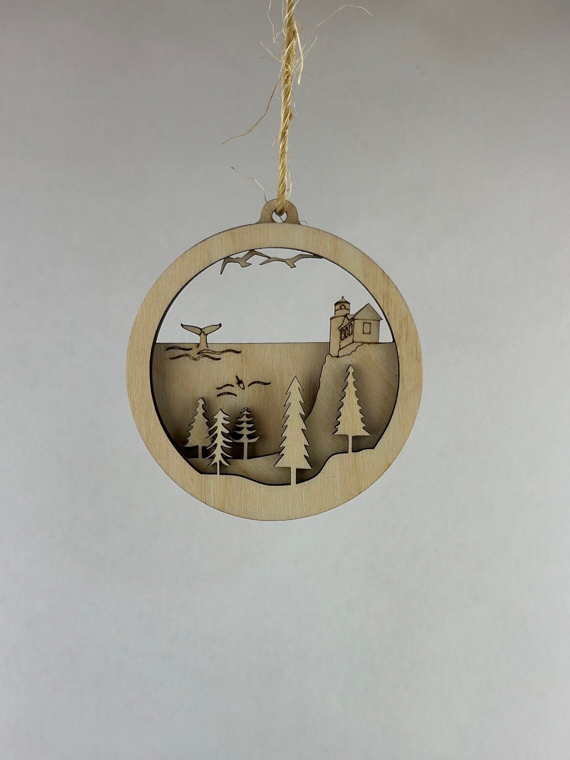 Lighthouse Whale Ocean and Trees Maine Coastline 3D Ornament - Etsy