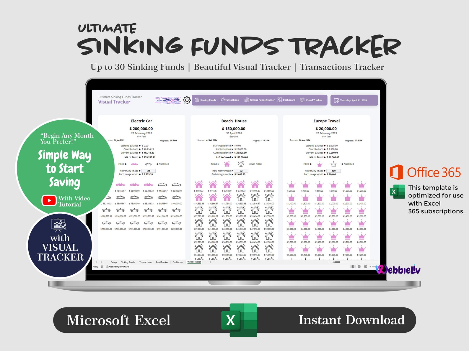Sinking Funds Tracker, Savings Tracker, Savings Goals, Savings ...