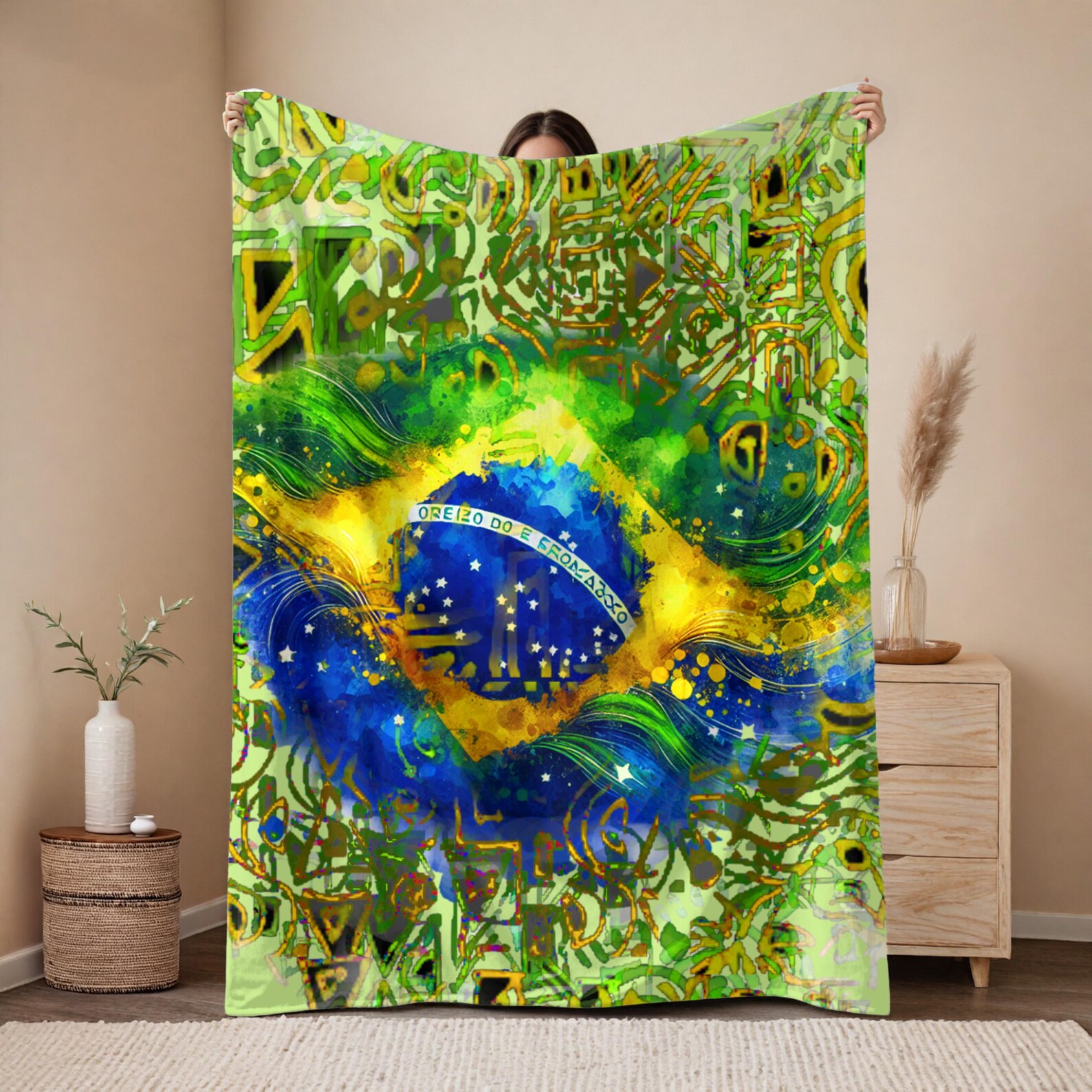 BRAZIL Velveteen Plush Blanket.brazilean Velveteen Plush Blanket ...