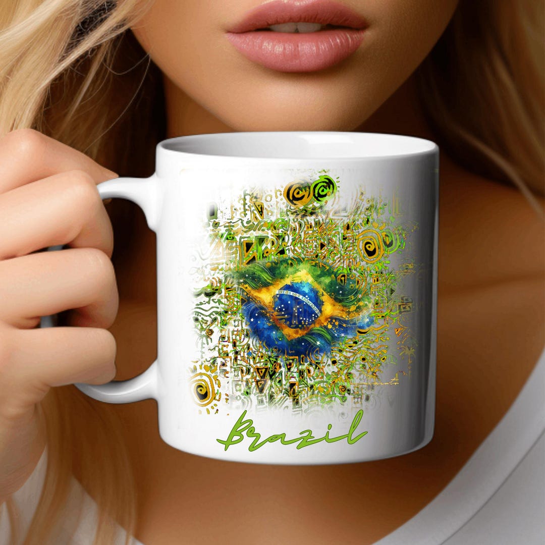 BRAZIL ' S Ceramic Mug Colored Handles (11oz, 15oz) BRAZIL Original ...