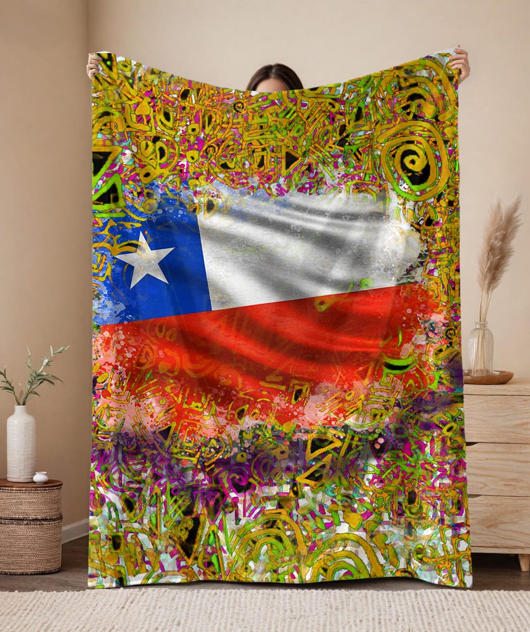 CHILE Velveteen Plush Blanket CHILE Mom Blanket Gift, CHILE Grandma ...