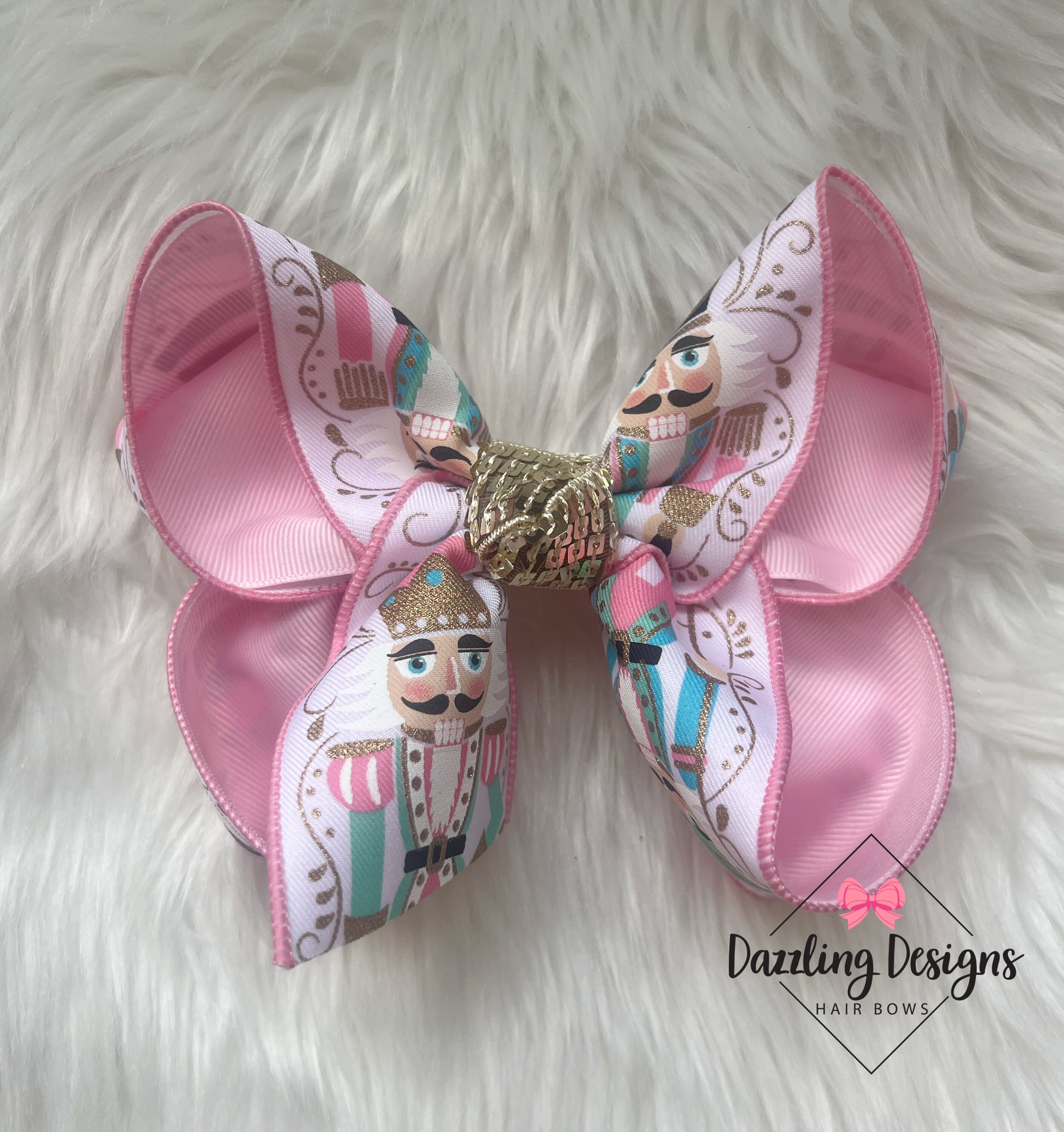 Nutcracker Hair Bow Toy Soldier White Pink - Etsy