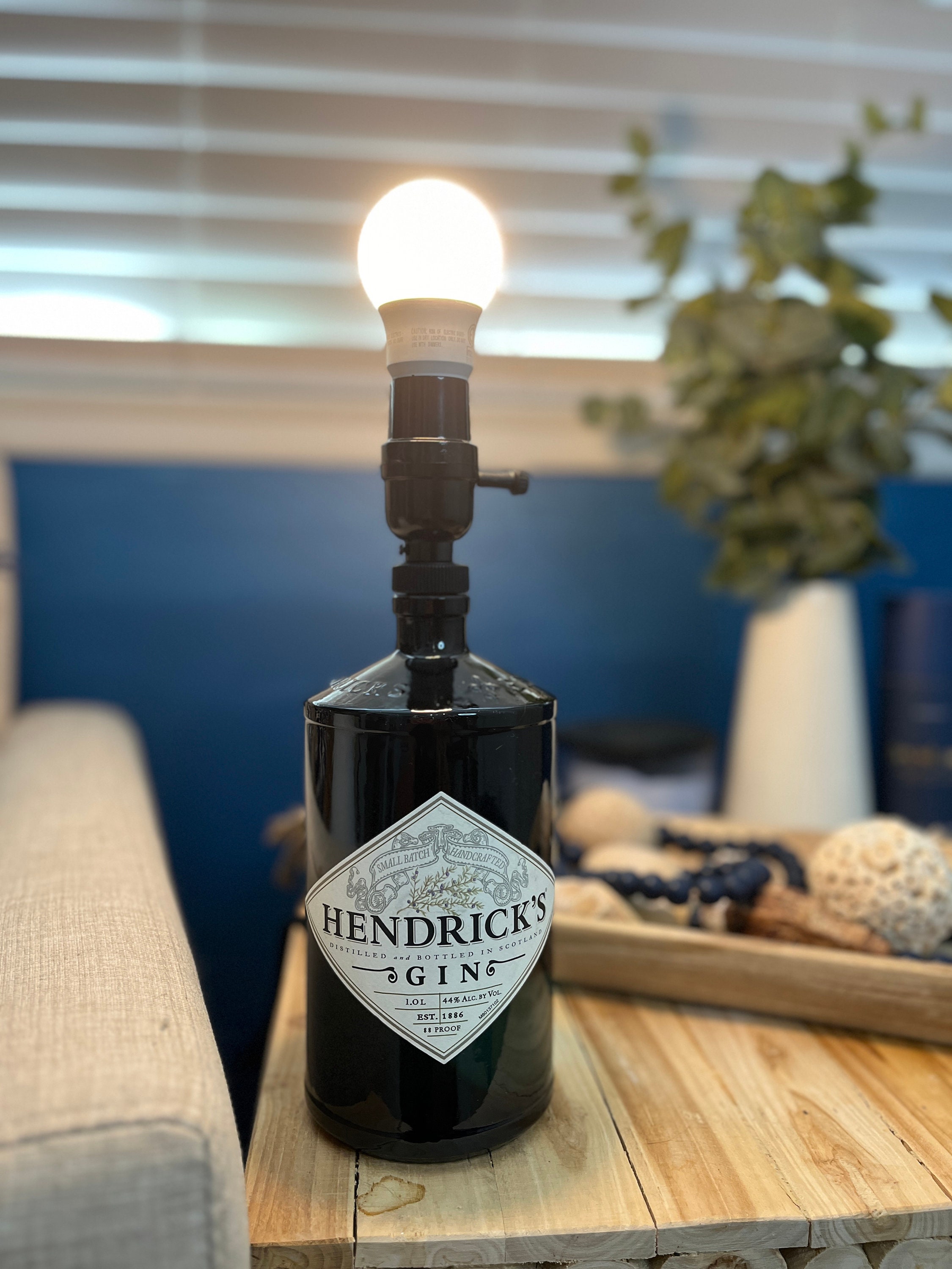 1L Hendricks Gin Bottle Table Lamp, Light, Home Bar Decor, Man Cave ...