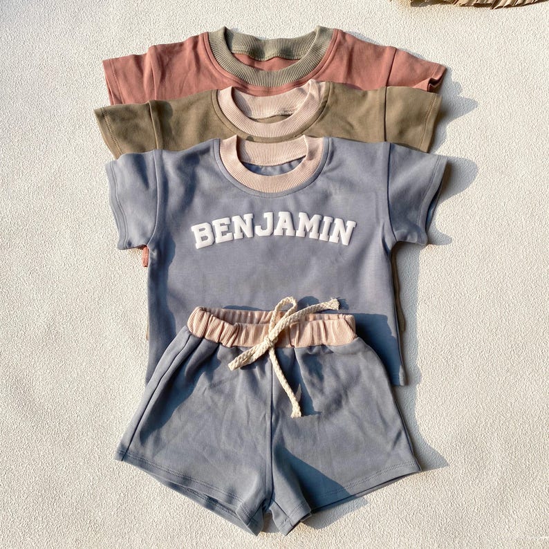 Custom Puff Name Baby Short Sleeve Tee and Shorts Set, Personalized ...