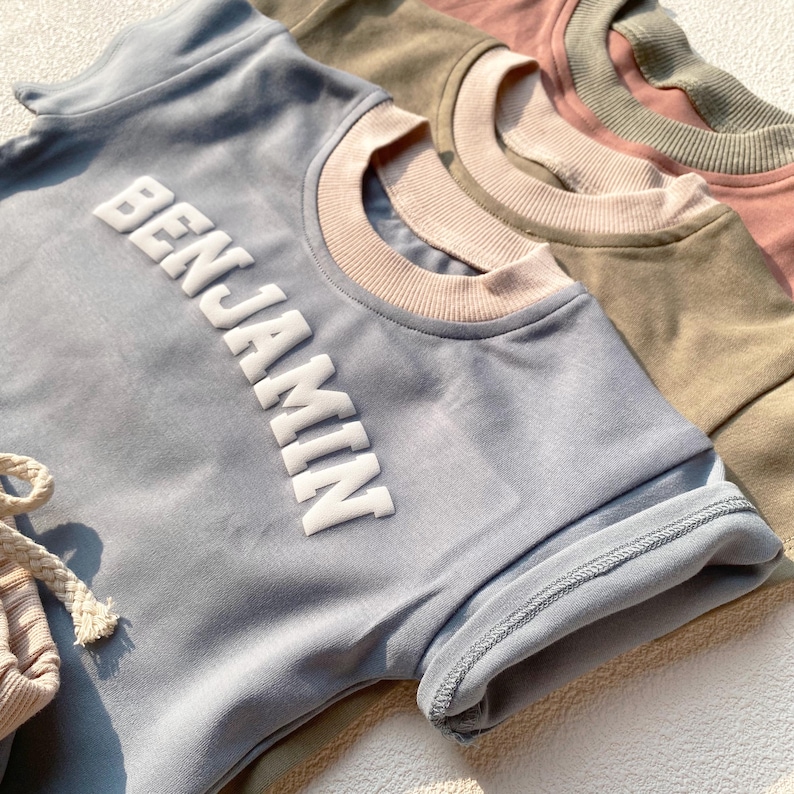 Custom Puff Name Baby Short Sleeve Tee and Shorts Set, Personalized ...