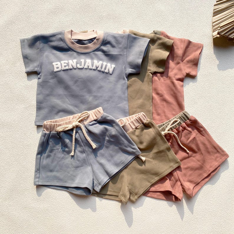 Custom Puff Name Baby Short Sleeve Tee and Shorts Set, Personalized ...
