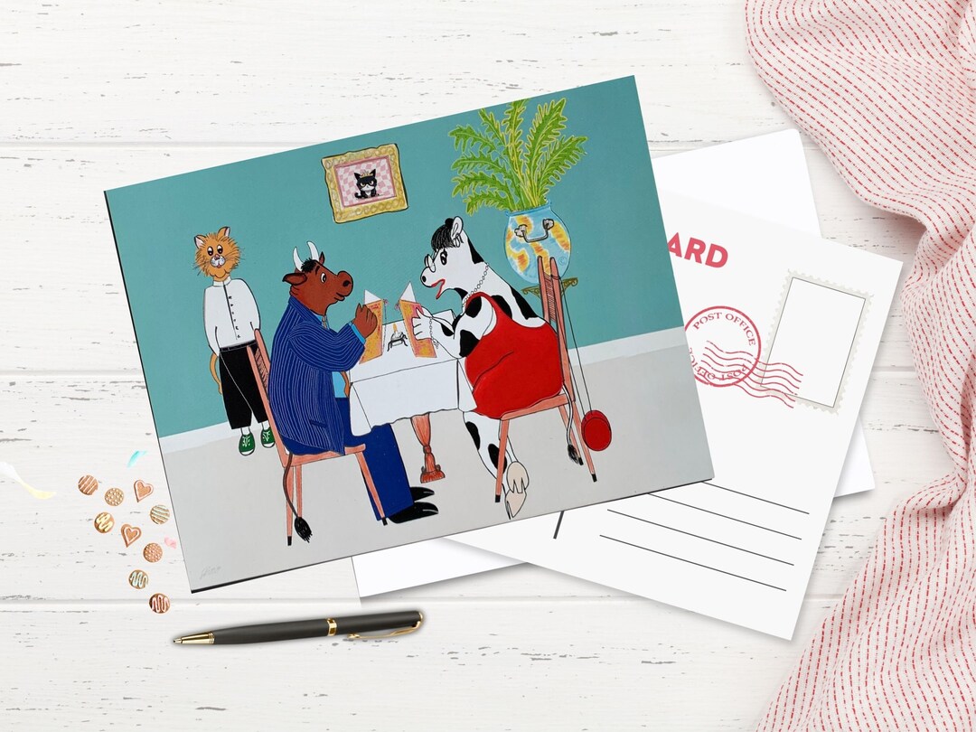 Funny Animals Greeting Card, Blank Greeting Card, Blank Postcard Style ...