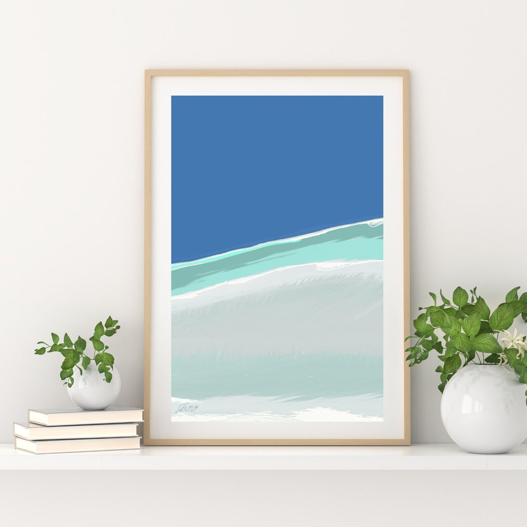 Blue Tidal Wave Wall Art, Printable Sea Landscape, Abstract Seascape ...