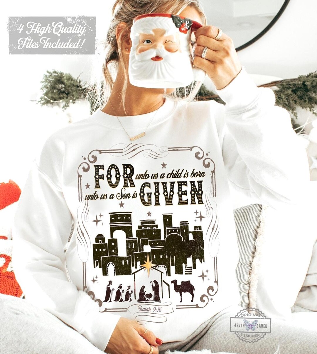 For Unto Us a Child is Born PNG | Isaiah 9:6 Jesus Nativity Scene ...