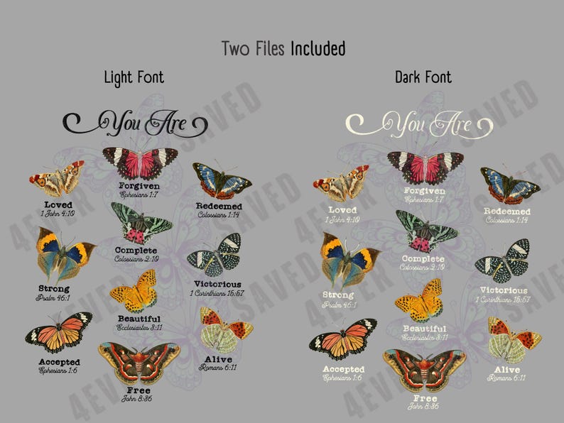 Butterfly Christian Art PNG: Bible Verse Affirmations (digital File) - Etsy