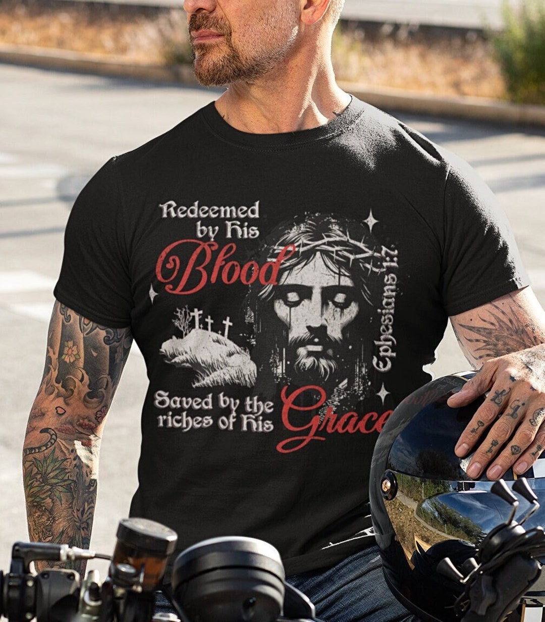 Redeemed Christian Biker T Shirt Bible Verse Shirt Christian Tshirt ...