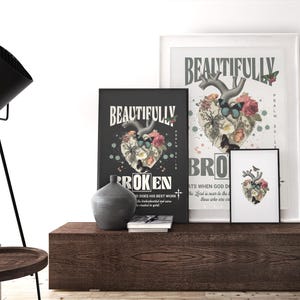 Therapy Beautifully Broken Christian Art - Psalm 34:18 PNG ...