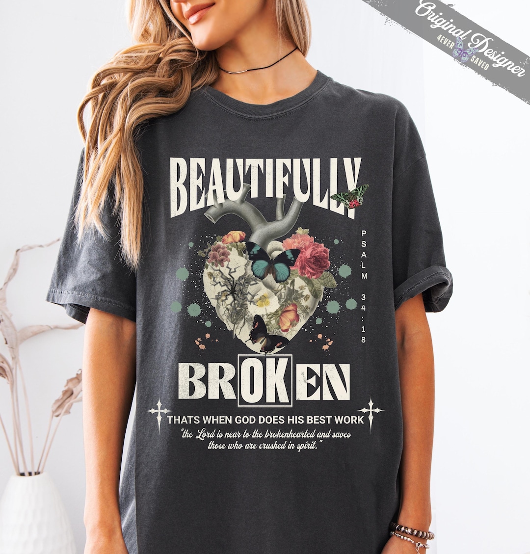 Therapy Beautifully Broken Christian Art - Psalm 34:18 PNG ...