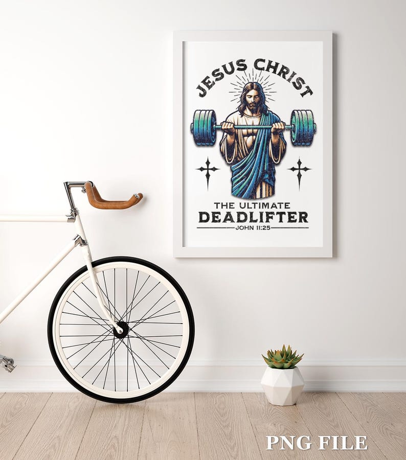 Jesus Deadlifter PNG: Christian Gym Meme, Muscle Faith Art (digital ...