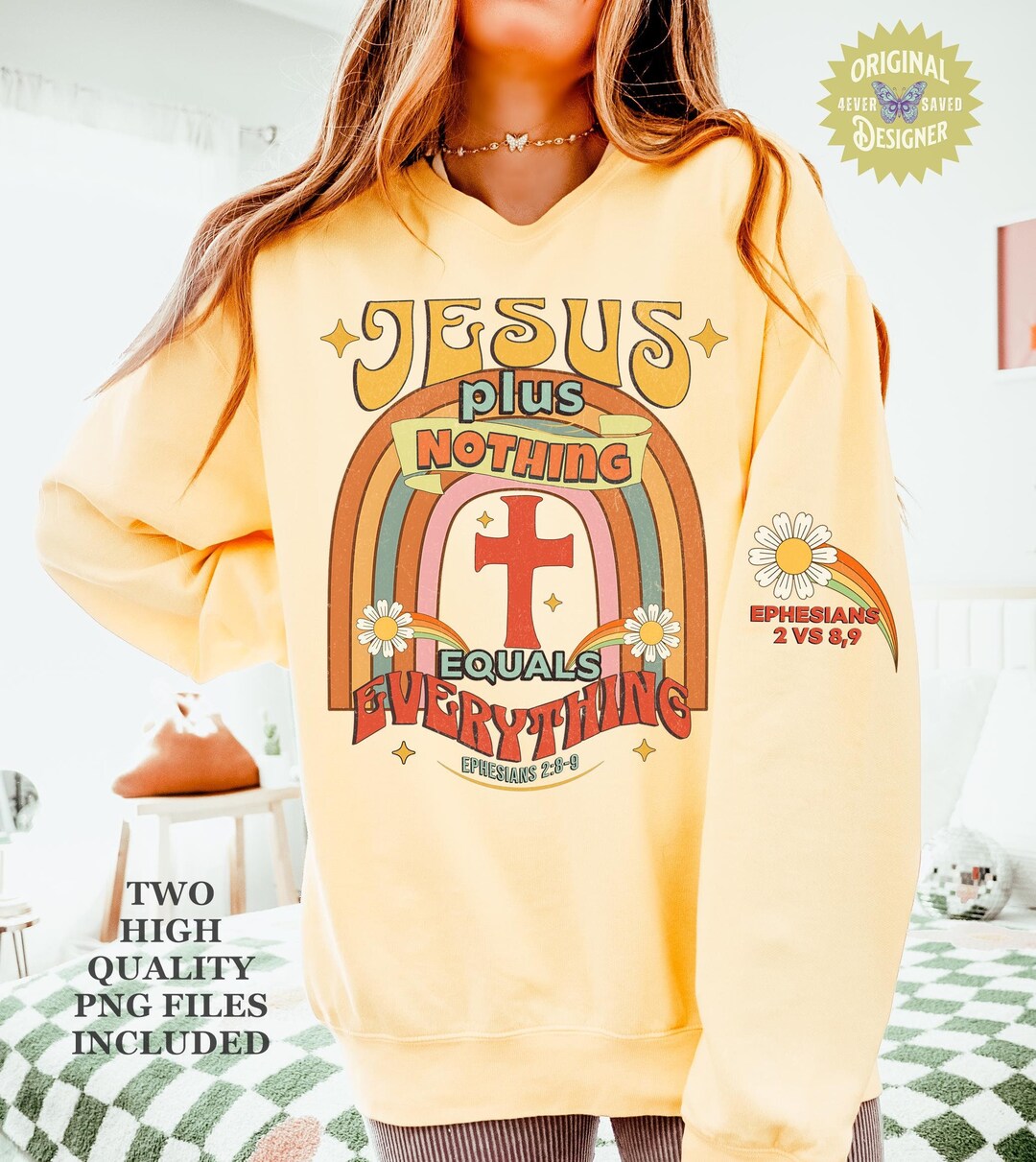 Retro Jesus PNG: 70s Rainbow Cross, Christian Digital Download - Etsy