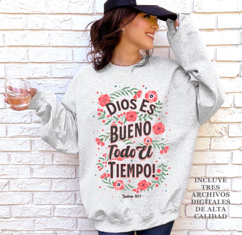 Dios Es Bueno PNG: Spanish Christian Floral Art (digital Download) - Etsy