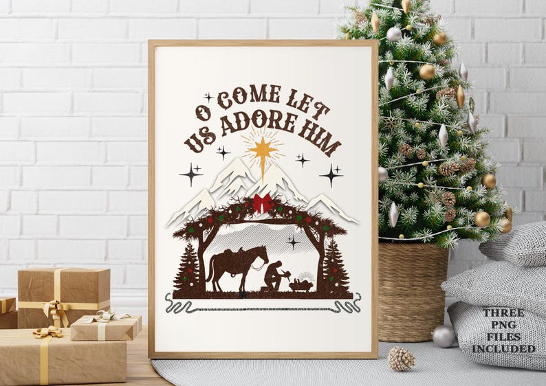 Praying Cowboy Nativity Scene PNG: Western Christmas (digital Download ...