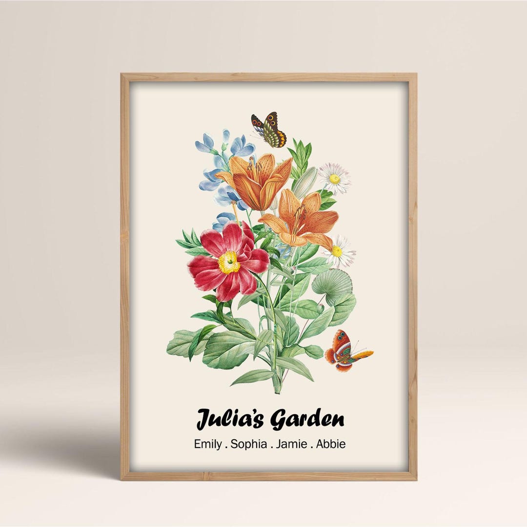 Birth Flower Print Custom Bouquet Painting Birth Flower Bouquet Birth ...