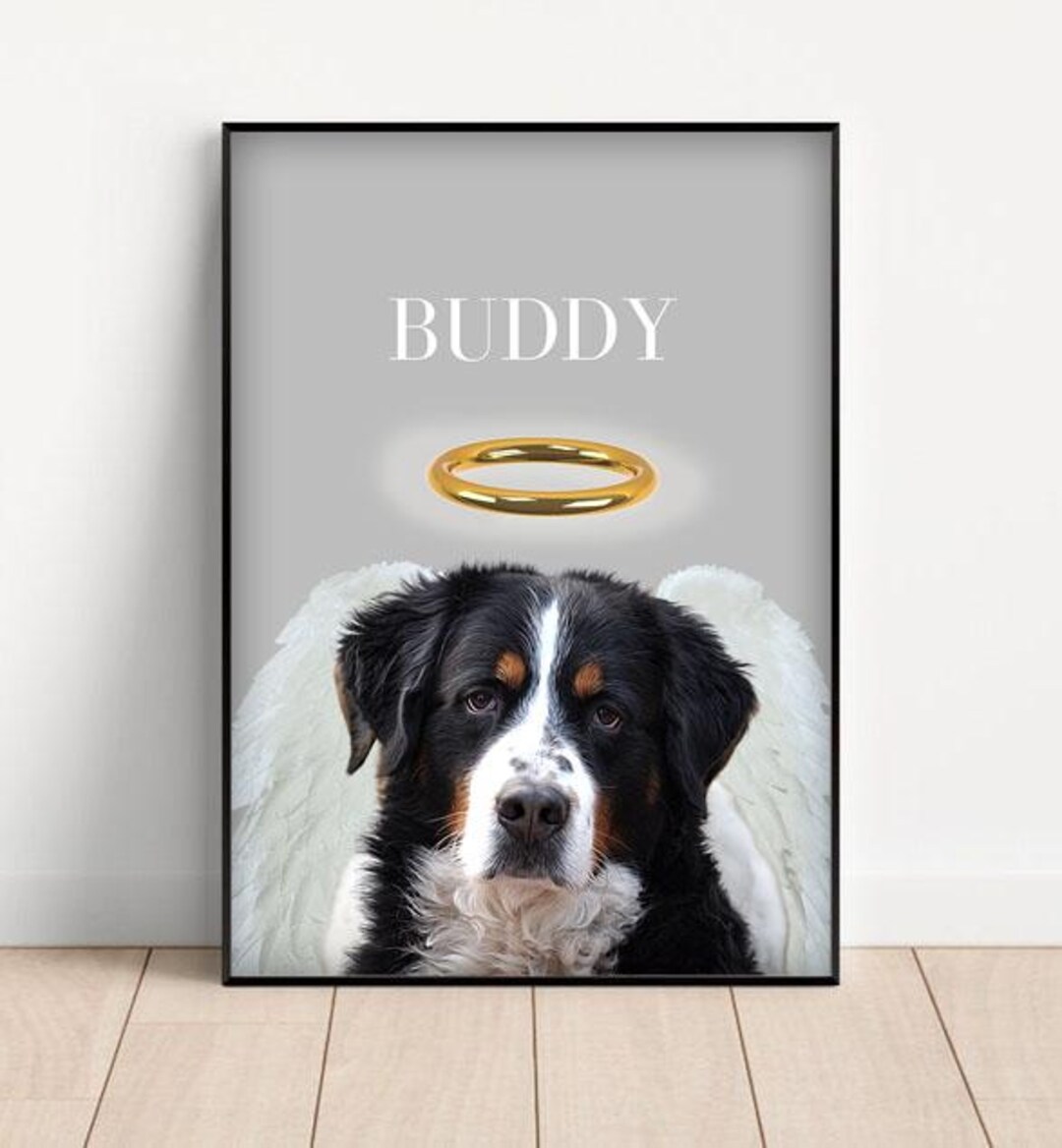 Pet Loss Memorial Portrait, Dog Portrait With Halo, Custom Dog Portrait ...