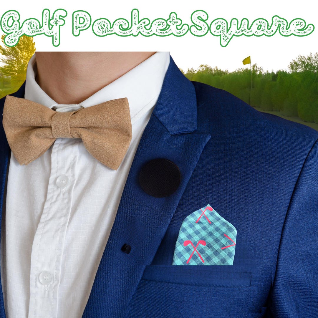 Light Blue Plaid Golf Pocket Square - Maroon Golf Clubs - Men's Golf ...