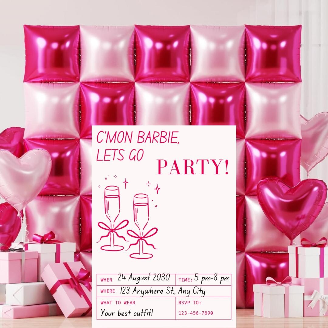 Barbie Invite, Editable Valentine's Party Text Invitation Template ...