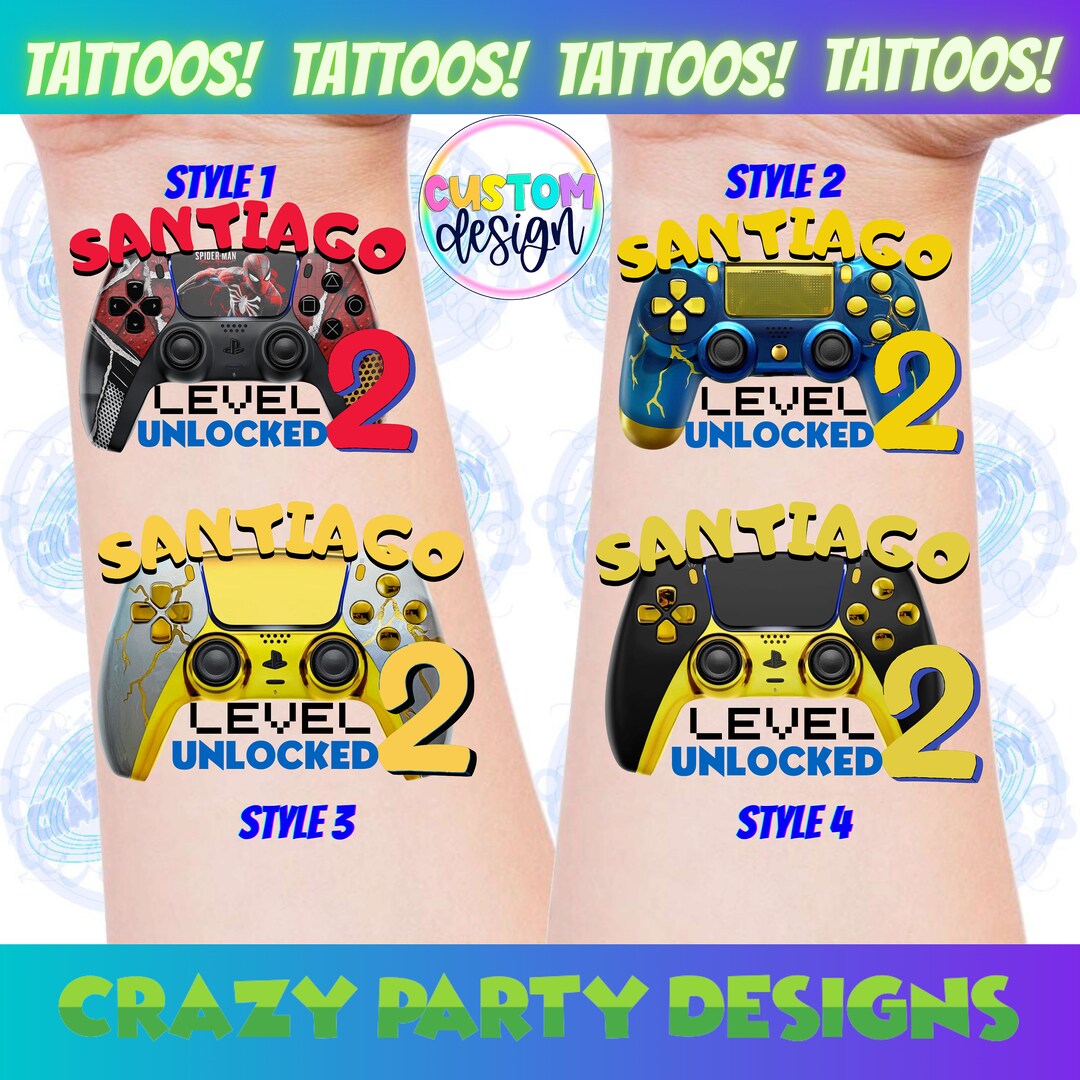 Video Game Temporary Tattoos, Video Game Birthday Party Tattoos, Custom ...