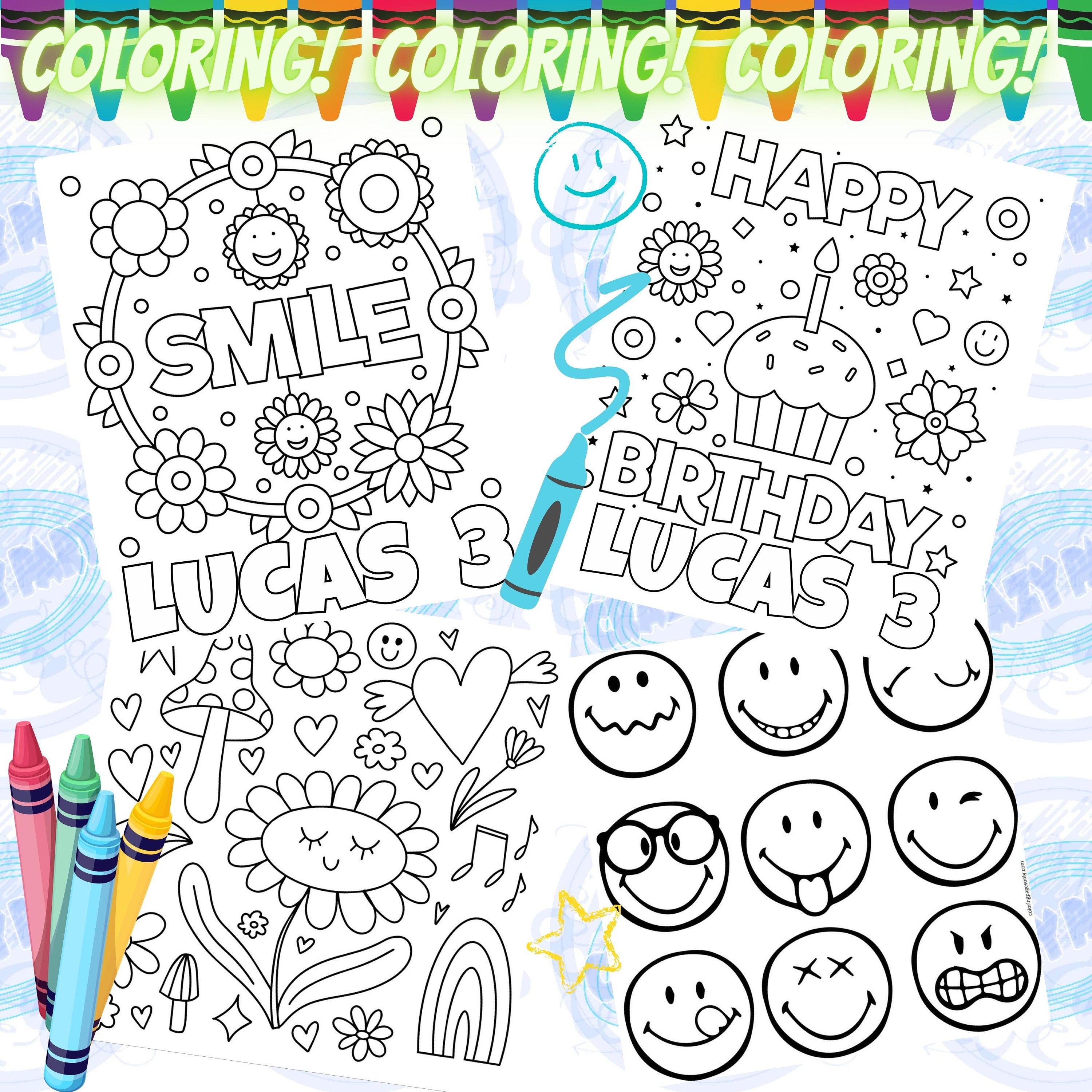 One Happy Dude Coloring Pages and Crayons Smiley Party - Etsy