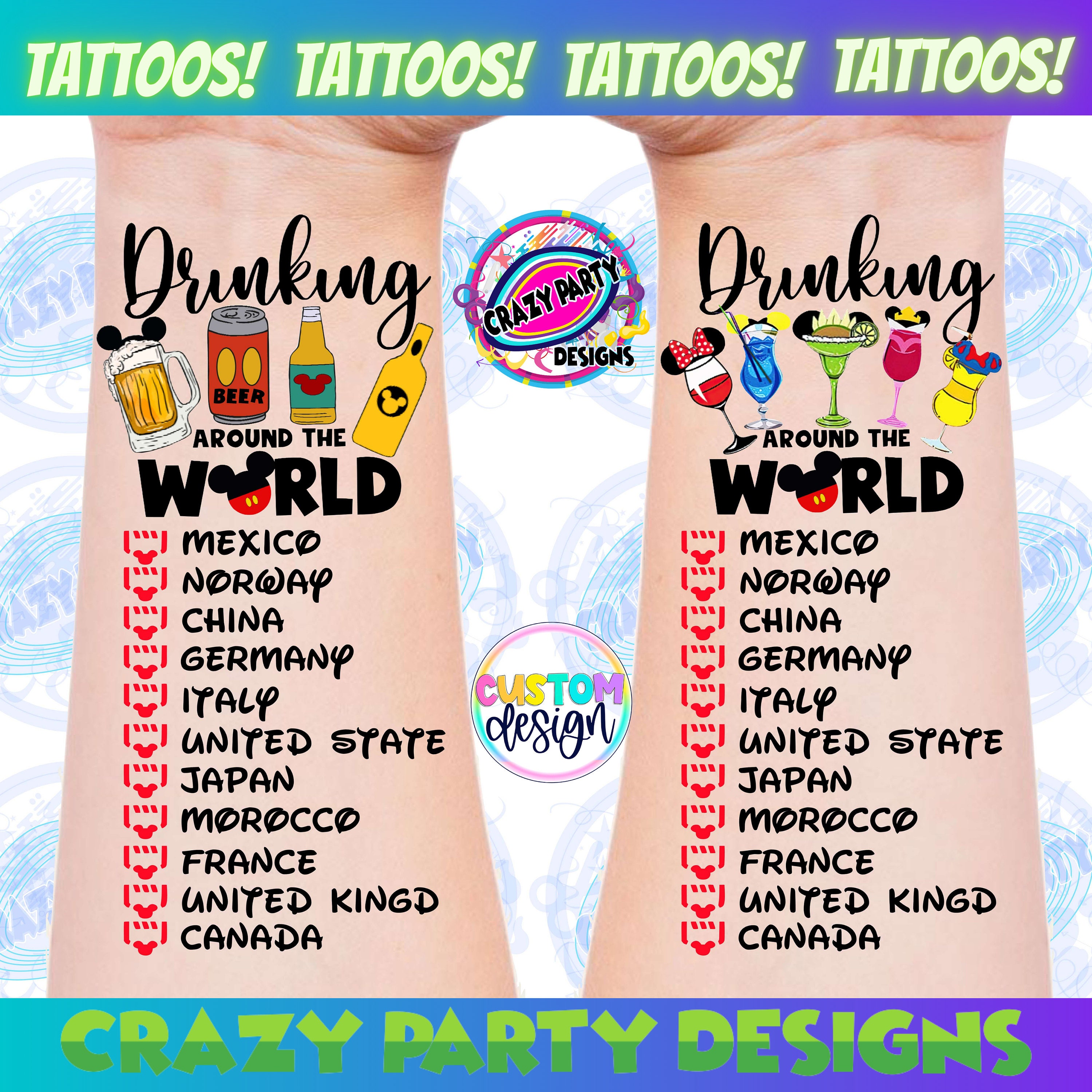 Drinking Around the World Tattoo, Food & Wine Festival, Epcot World ... Drinking Around the World Tattoo, Food & Wine Festival, Epcot World ...