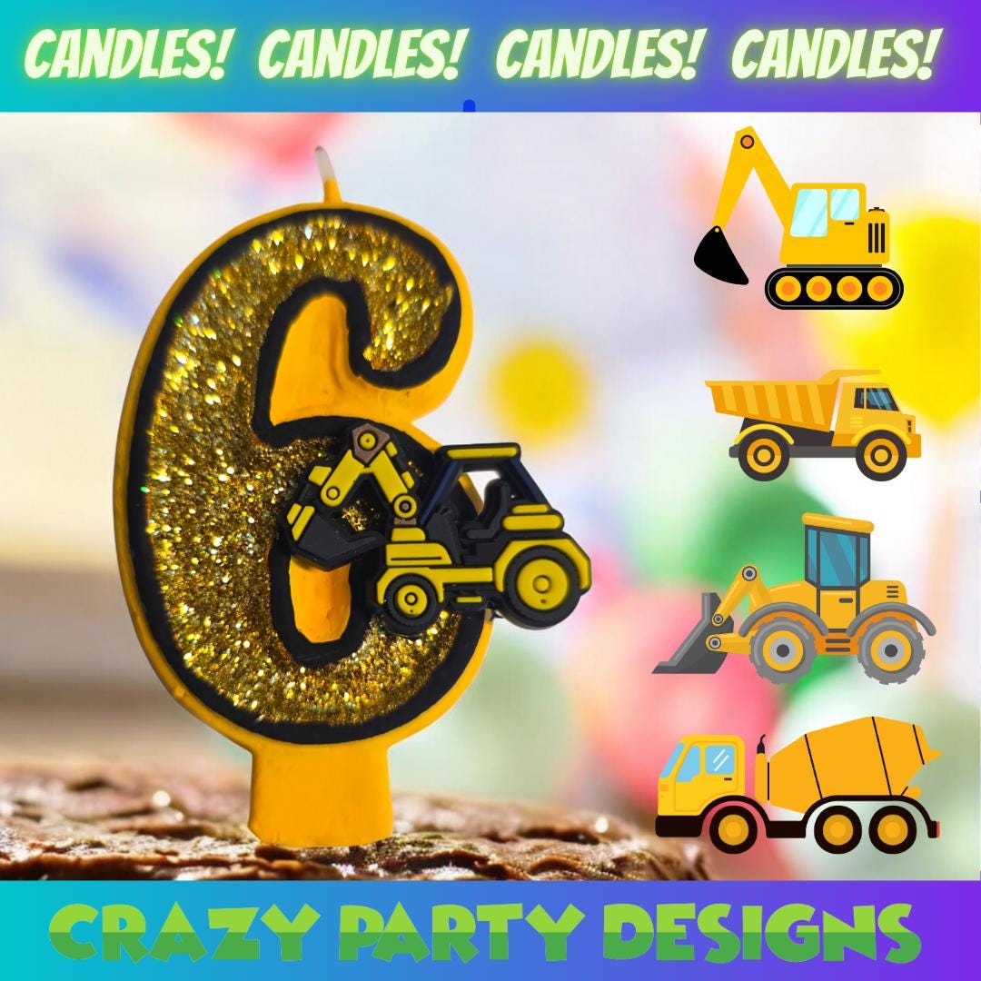 Construction Birthday Candle - Etsy