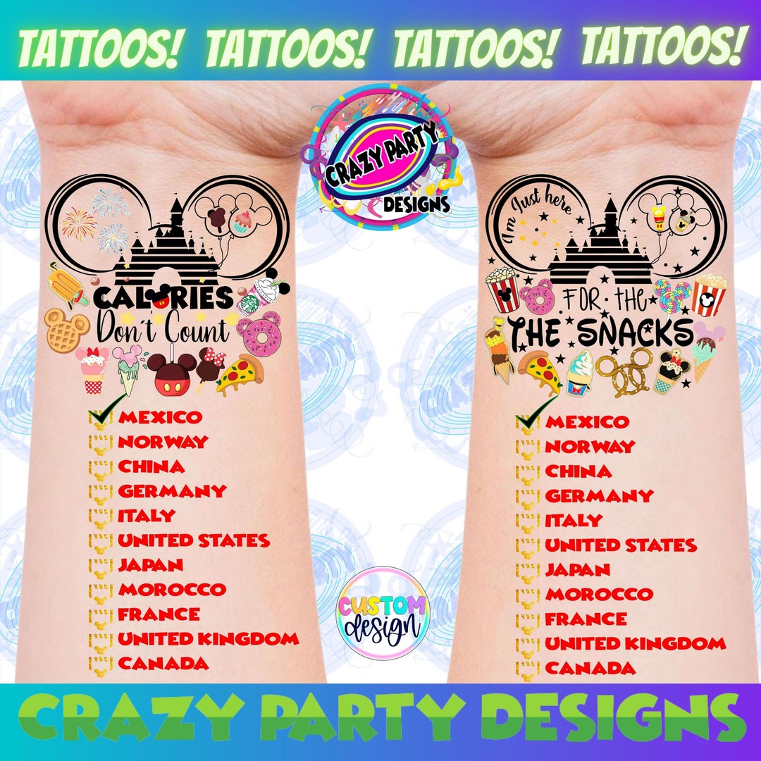 Snacking Around World Tattoo Epcot World Showcase Disney - Etsy