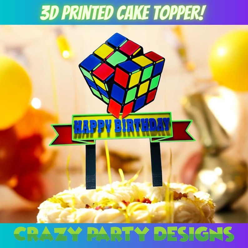 Rubik's Cube, Rubik's Cube 3D Printed Cake Topper, Rubik's Cube Party ...