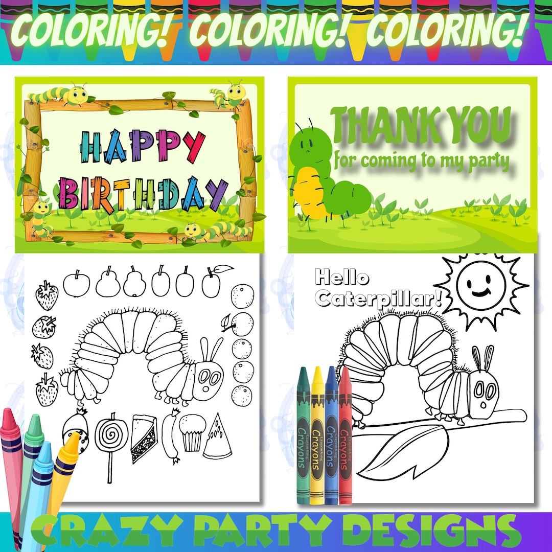 Caterpillar Coloring Pages and Crayons,caterpillar Party Favors ...
