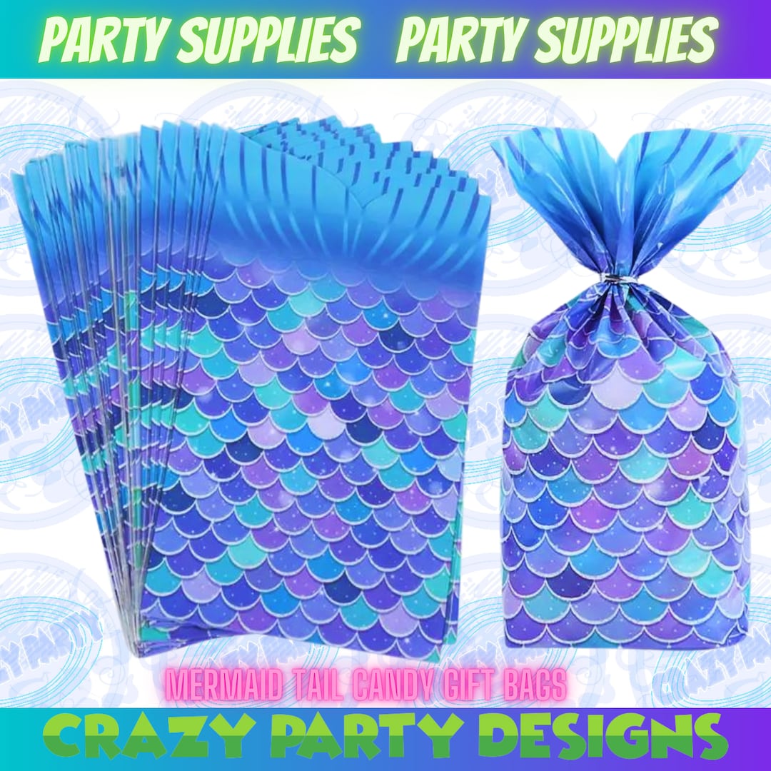Mermaid Tail Candy Gift Bags for Boys Girls, Birthday Party Supplies ...