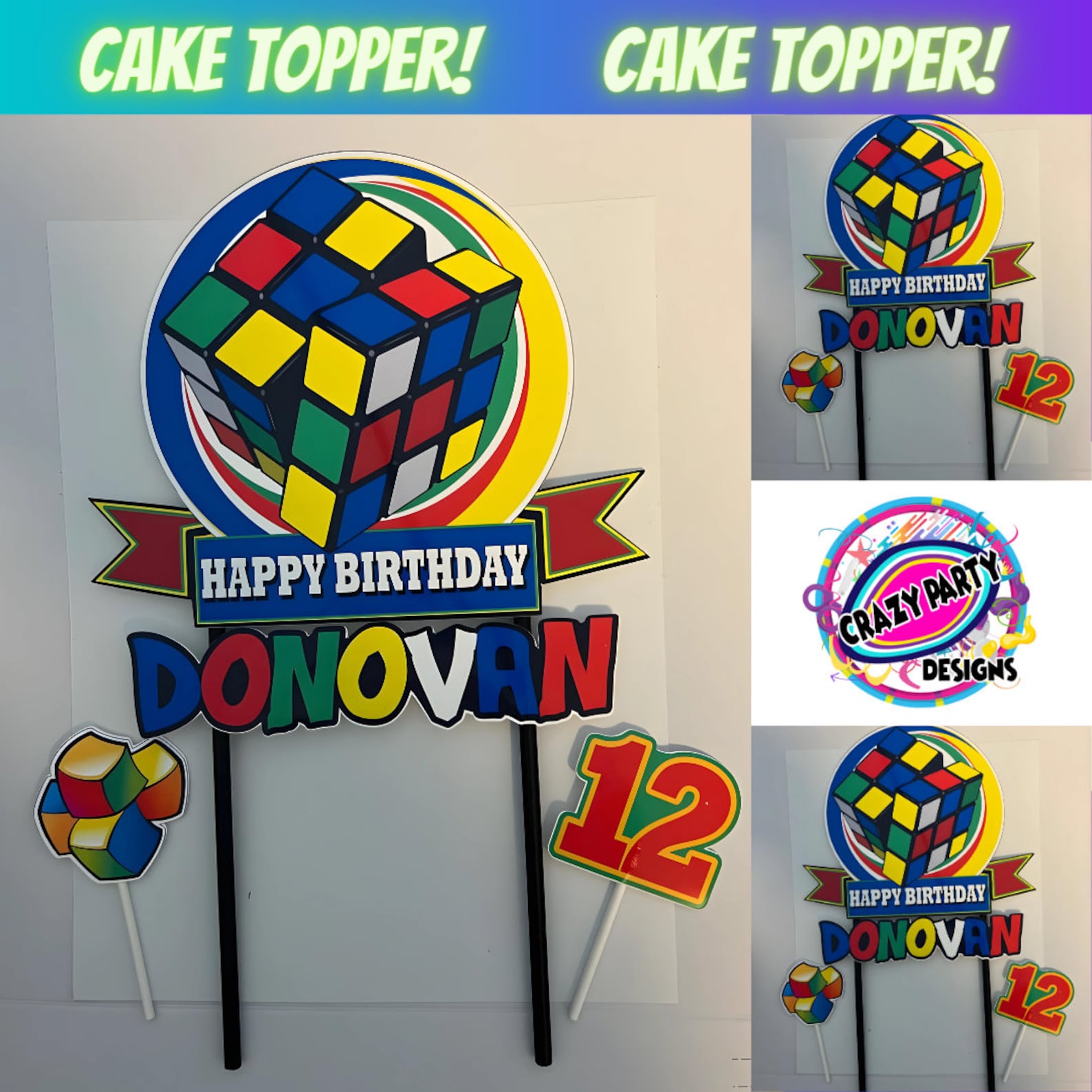 Rubik's Cube, Rubik's Cube Cake Topper, Rubik's Cube Party Decor, Rubik ...