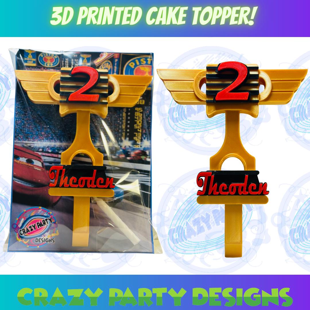 Piston Cup Birthday Party Cake Number, Piston Cup Style Cake Topper ...