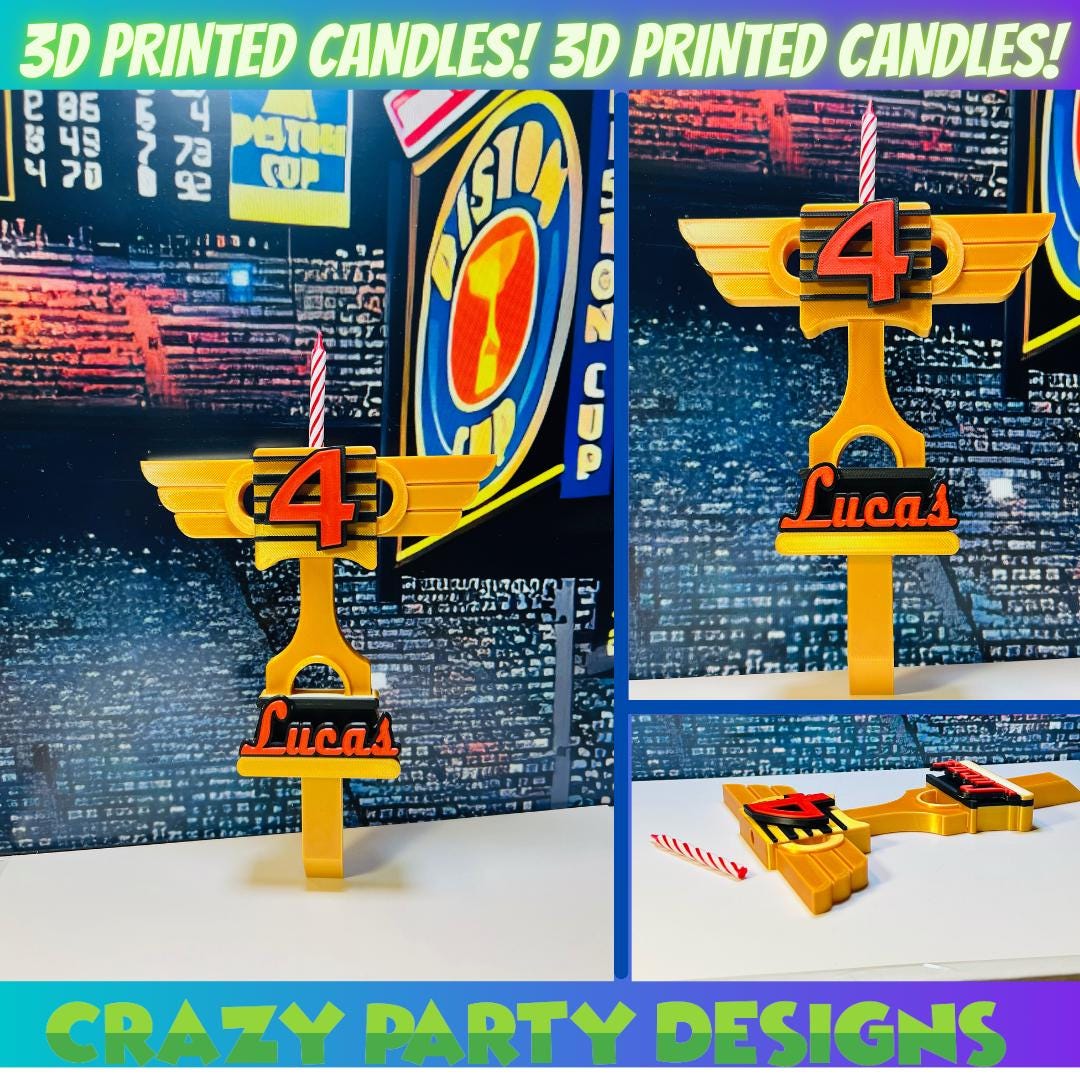 Piston Cup Birthday Party Cake Number, Piston Cup Style Cake Topper ...