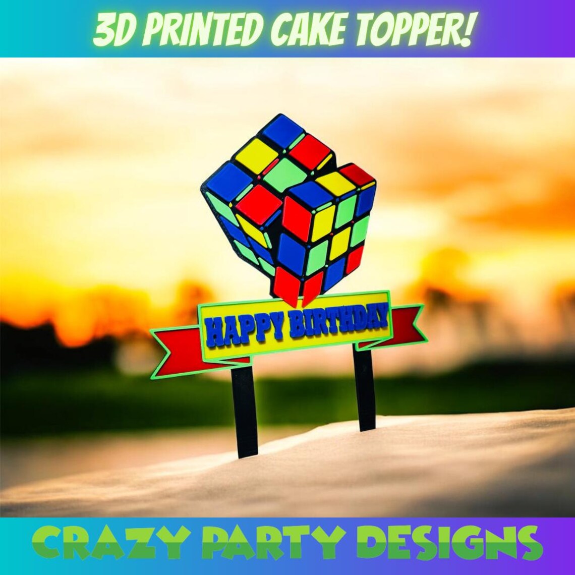 Rubik's Cube, Rubik's Cube 3D Printed Cake Topper, Rubik's Cube Party ...