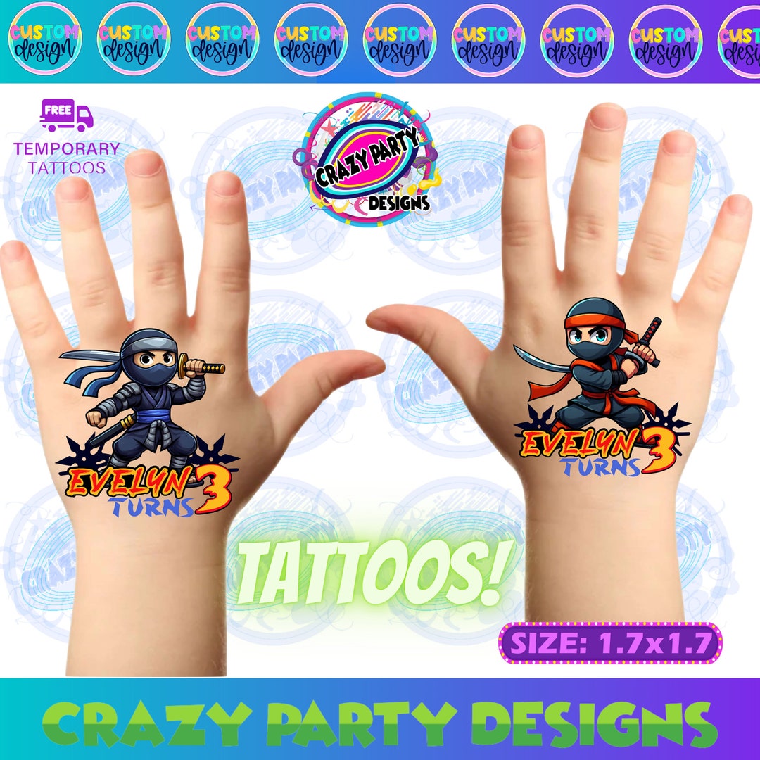 Ninja Tattoos, Ninja Temporary Tattoo Favor, Birthday Tattoos, Ninja ...